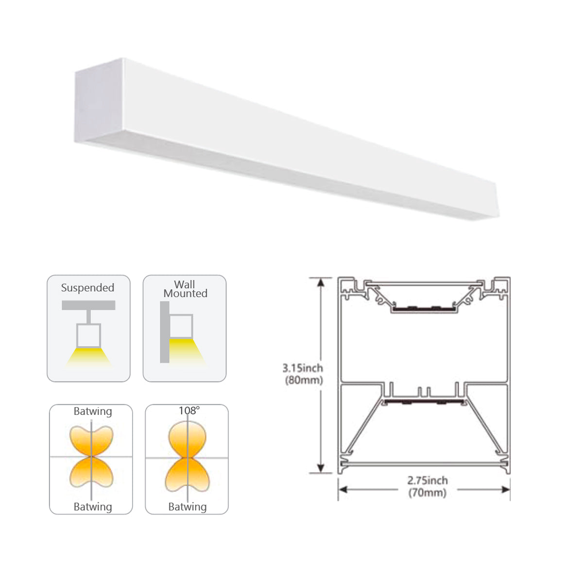 Linear (Batwing Direct Indirect) L275B-DID – Fotons Lighting Inc